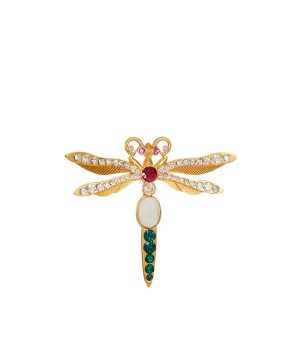 Balmain Brass And Crystal Insect Brooch - Yellow