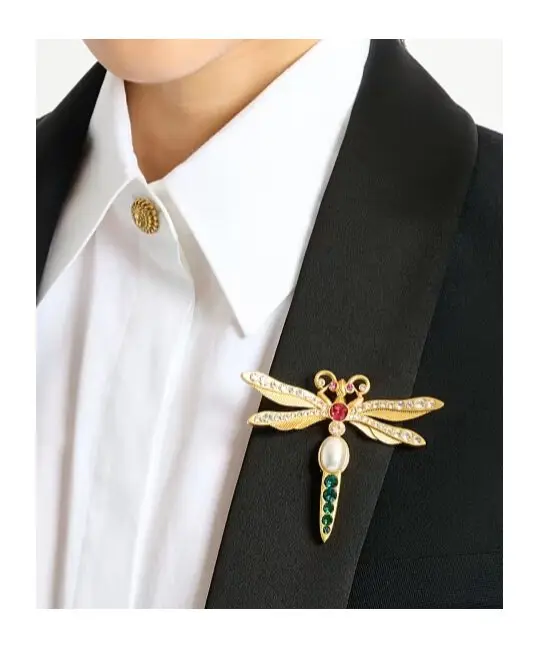 Balmain Brass And Crystal Insect Brooch