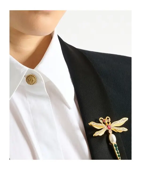 Balmain Brass And Crystal Insect Brooch