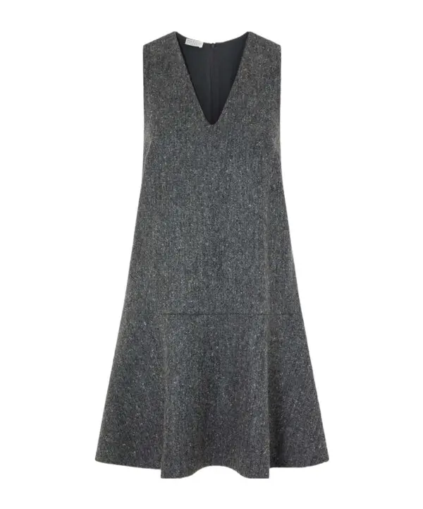 Brunello Cucinelli Sleeveless V-neck Dress - Grey