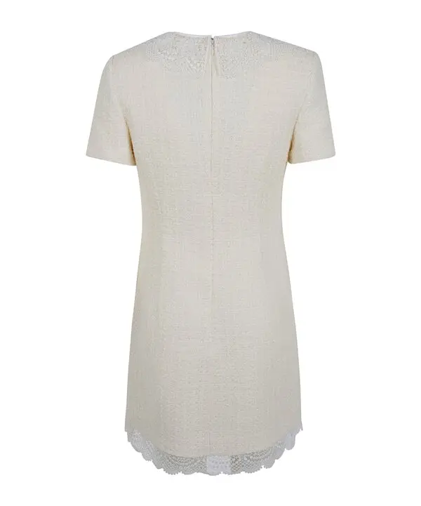 SELF-PORTRAIT Lace-trimmed Bouclé Dress