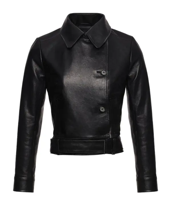 Magda Butrym Fitted Leather Jacket With Waist Belt
