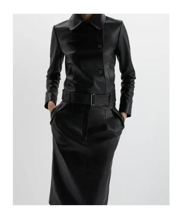Magda Butrym Fitted Leather Jacket With Waist Belt