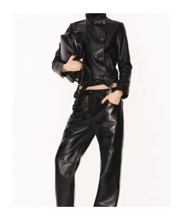 Magda Butrym Fitted Leather Jacket With Waist Belt