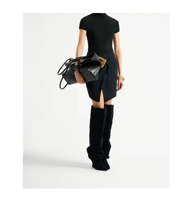 Balmain Large Tote In Topstitched Leather
