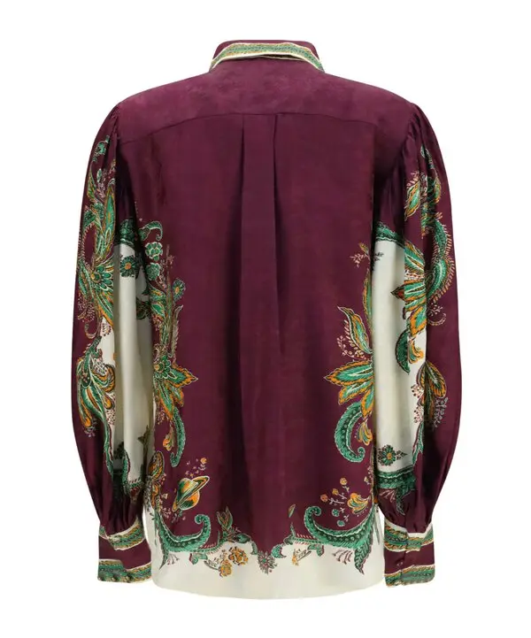 ALEMAIS Ruthie Balloon Sleeve Silk-blend Shirt - Red