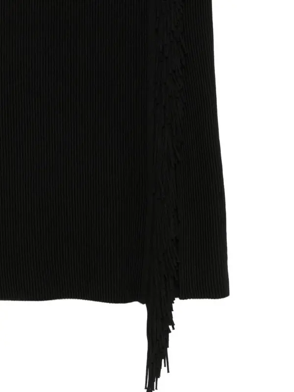 Emporio Armani Ribbed Midi Skirt With Fringe Detail