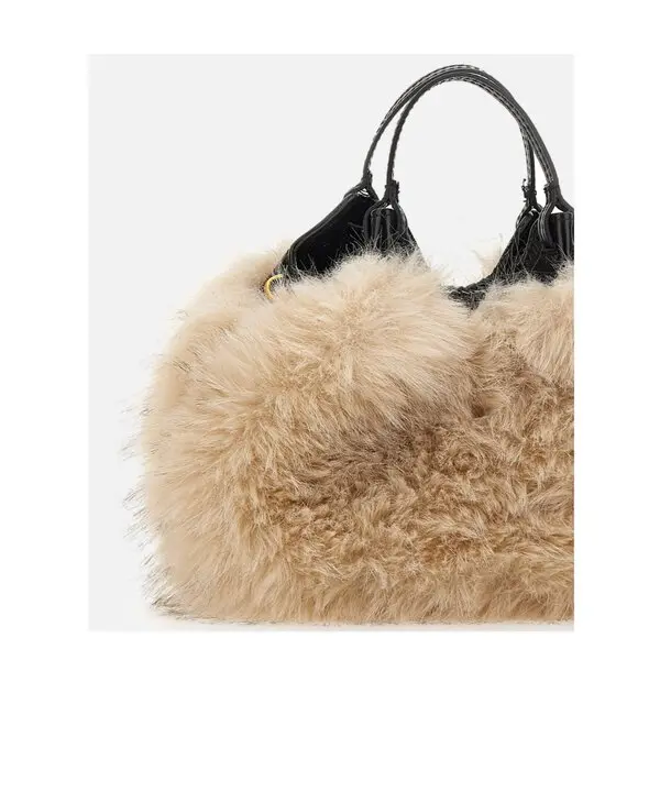 GIANNI CHIARINI Faux-fur Tote Bag - Nude
