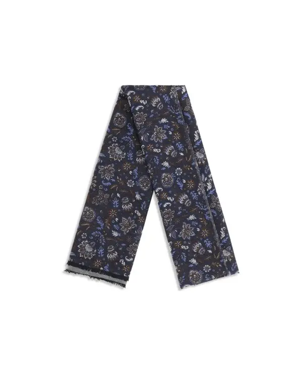 Kiton Paisley Floral-print Frayed Scarf