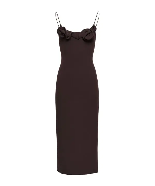 Magda Butrym Floral Applique Strap Midi Dress - Brown