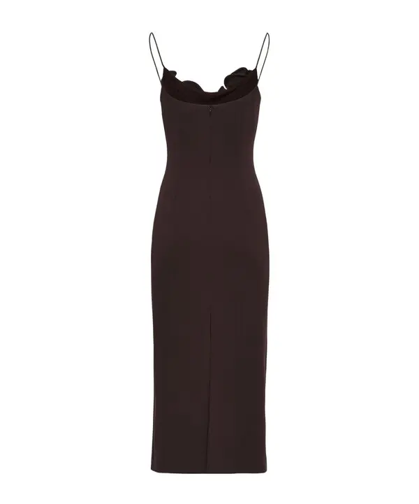 Magda Butrym Floral Applique Strap Midi Dress - Brown