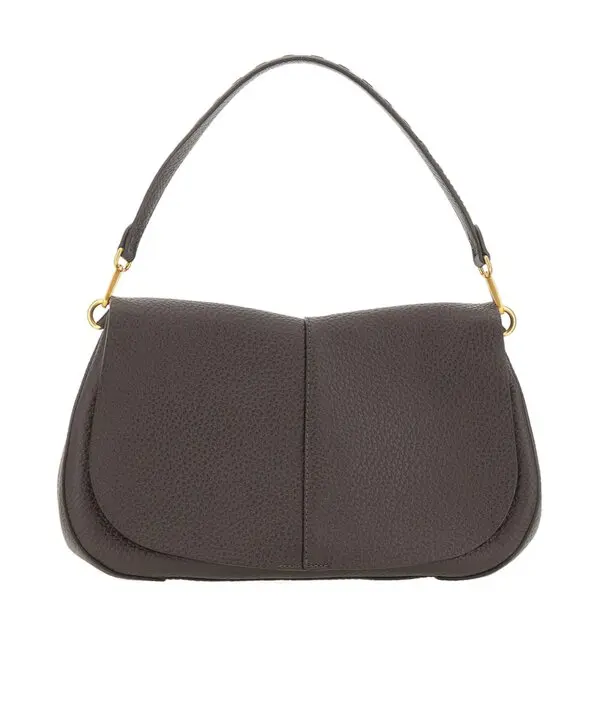 GIANNI CHIARINI Helena Round Grained Leather Shoulder Bag - Black