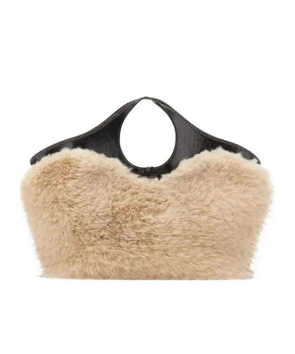 GIANNI CHIARINI Infinity Shearling-effect Shoulder Bag - Nude