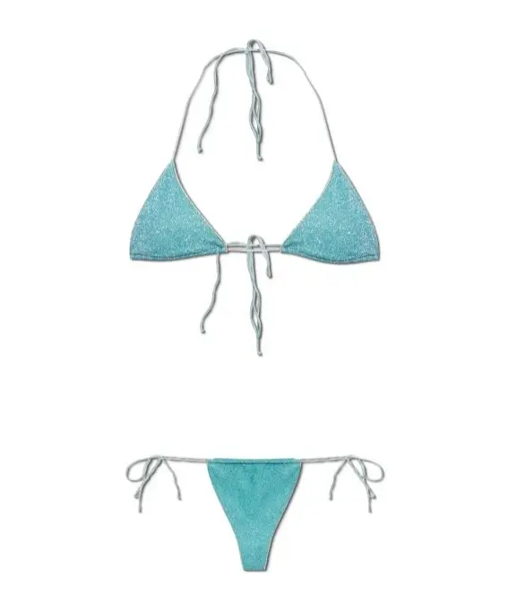 Oseree Lurex Triangle Bikini Set - Blue