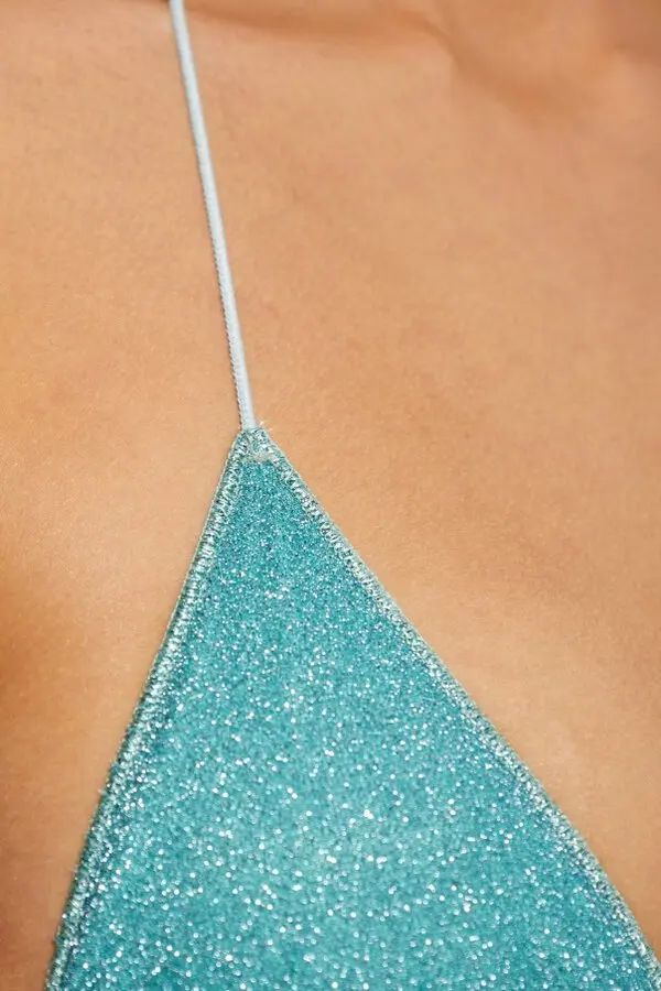 Oseree Lurex Triangle Bikini Set - Blue