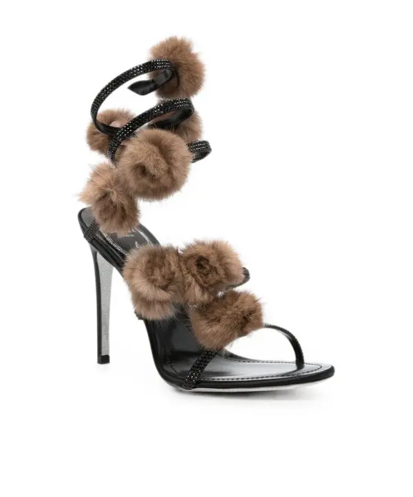Rene Caovilla Pom-pom High-heeled Sandals