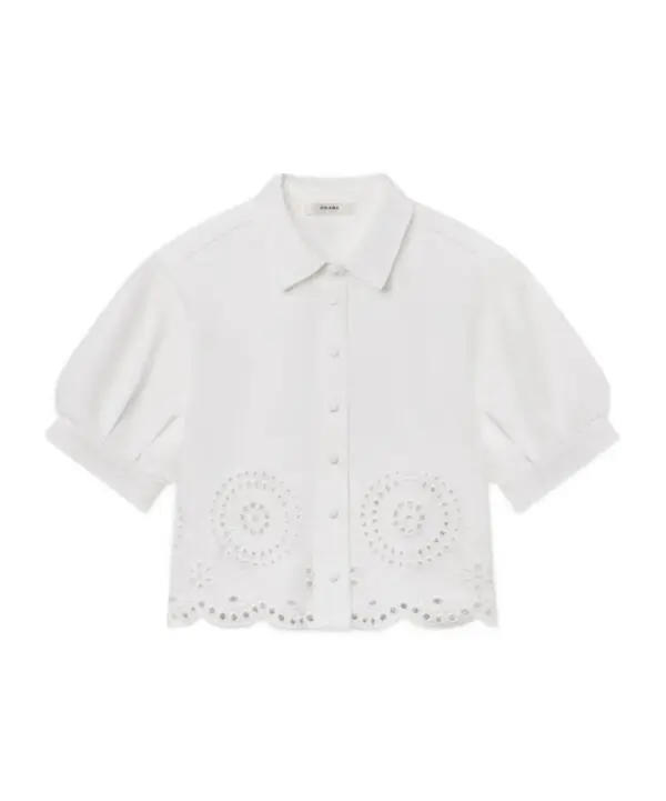 FRAME The Eyelet Billow Sleeve Shirt