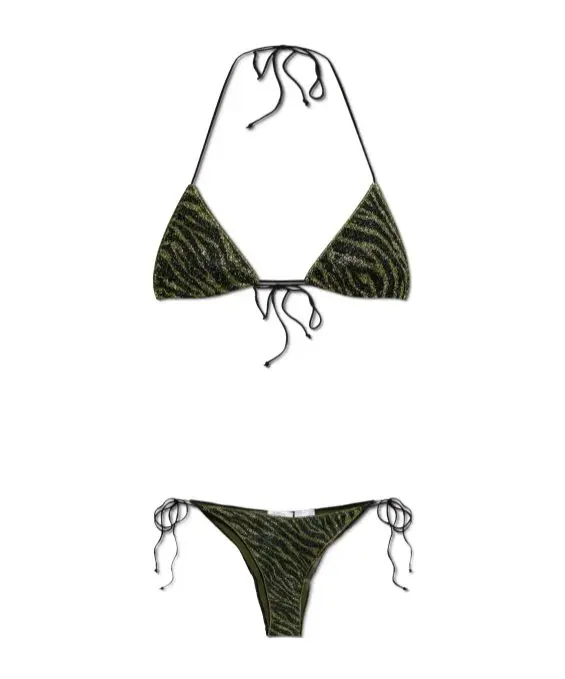 Oseree Zebra-print Bikini Set - Black
