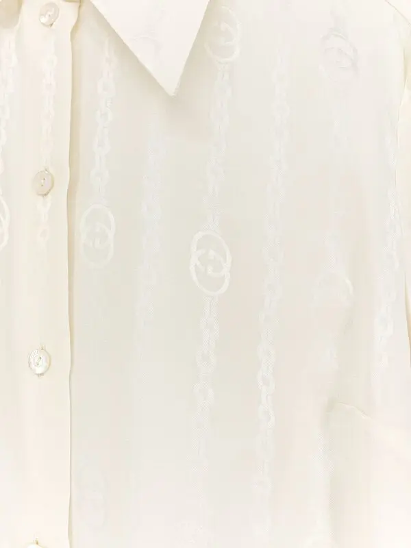 Gucci Monogram Crepe Long-sleeve Shirt