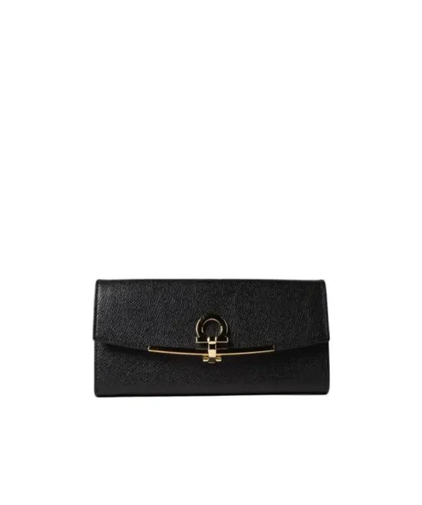 FERRAGAMO Gancini Logo Plaque Clip Wallet - Nude