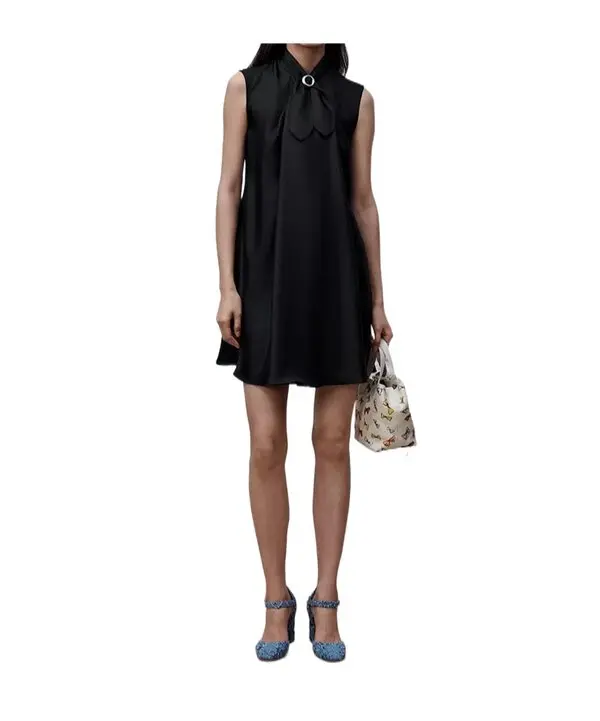 Dior Sleeveless Flared Dress With Tied Collar