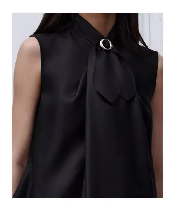 Dior Sleeveless Flared Dress With Tied Collar