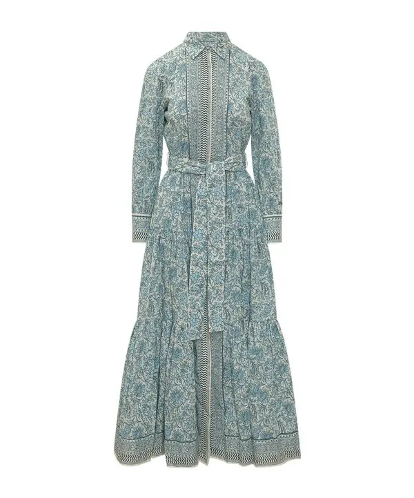 MC2 SAINT BARTH Batik-print Tiered Maxi Dress - Gray