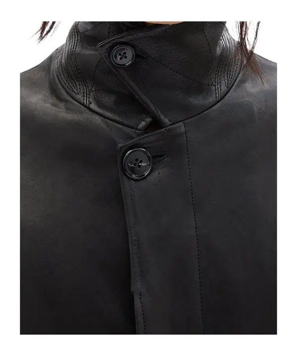 ANN DEMEULEMEESTER Leather Single-breasted Coat