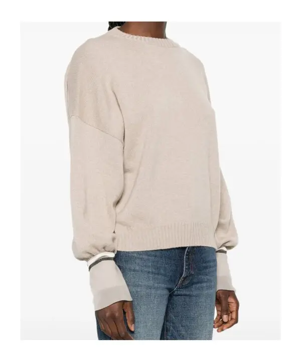 Brunello Cucinelli Monili-embellished Panelled-cuff Sweater