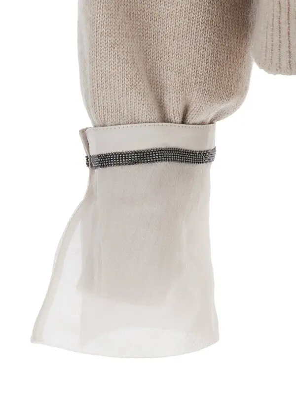 Brunello Cucinelli Monili Embellished Paneled Cuff Sweater