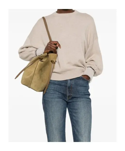 Brunello Cucinelli Monili Embellished Paneled Cuff Sweater