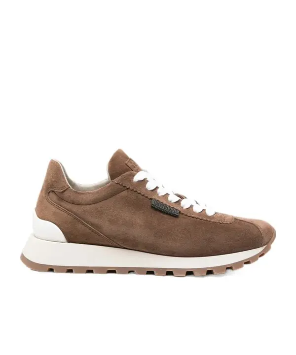 Brunello Cucinelli Monili Detail Suede Lace-up Sneakers