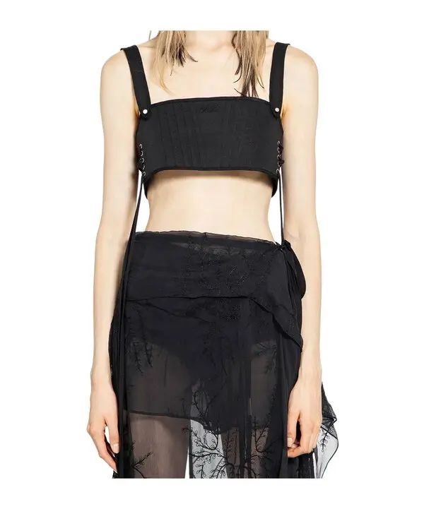 ANN DEMEULEMEESTER Fitted Lace-up Vest - Black