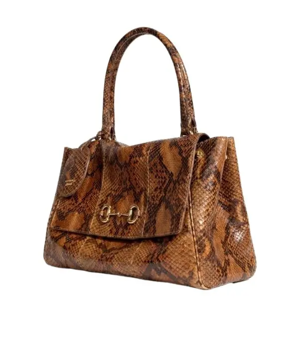 Gucci Paparazzo Python Medium Top Handle Bag - Brown