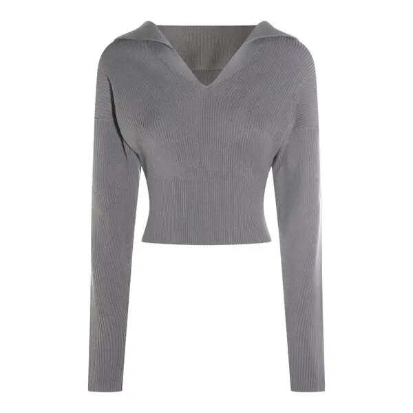 Rick Owens Long Sleeve Knitwear With V-neck And Ribbed Hem - No