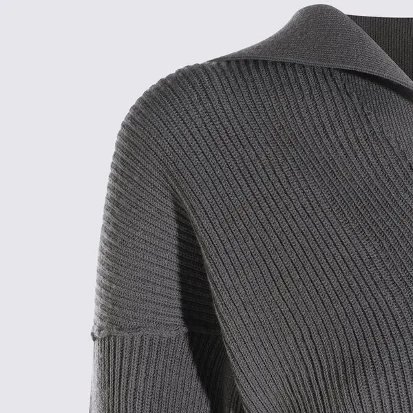 Rick Owens Long Sleeve Knitwear With V-neck And Ribbed Hem - No