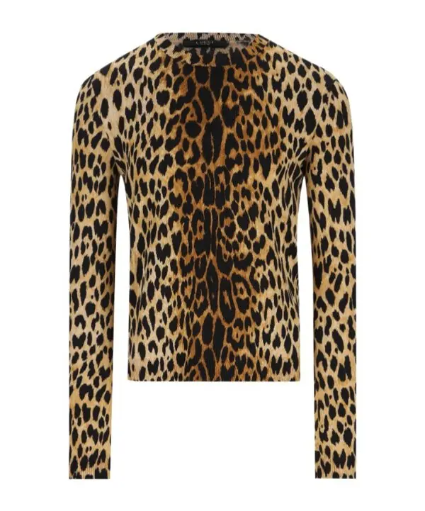 Gucci Long-sleeved Knitwear With All-over Leopard Print