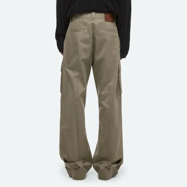 Helmut Lang Khaki Cargo Pants With Button Hem Detail