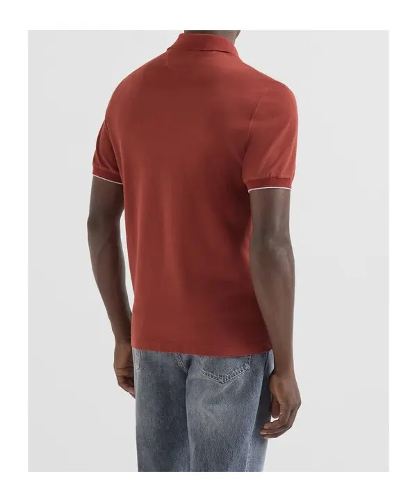 Brunello Cucinelli Cotton Piqué Polo Shirt With Logo - Red