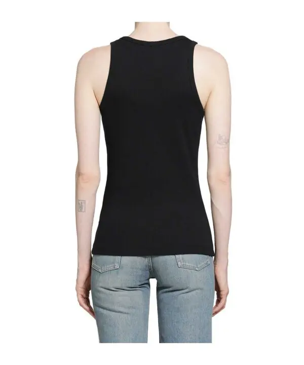 COURREGES Ribbed Cotton Logo Tank Top