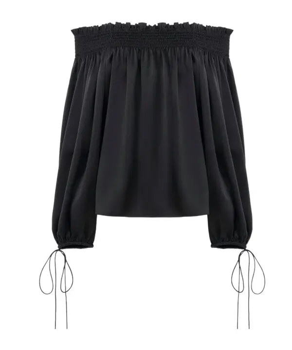 Chloé Off-the-shoulder Blouse With Tie Details - Black