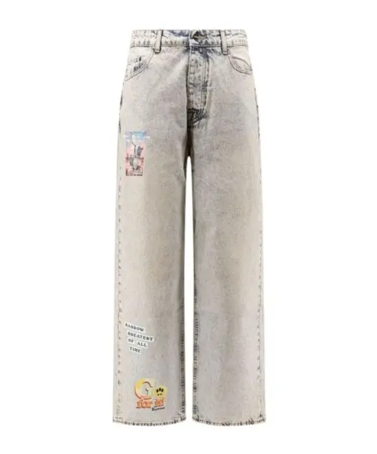 BARROW Graphic Wide-leg Jeans - Grey