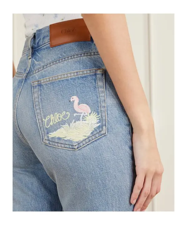 Chloé Flamingo Embroidered Jeans