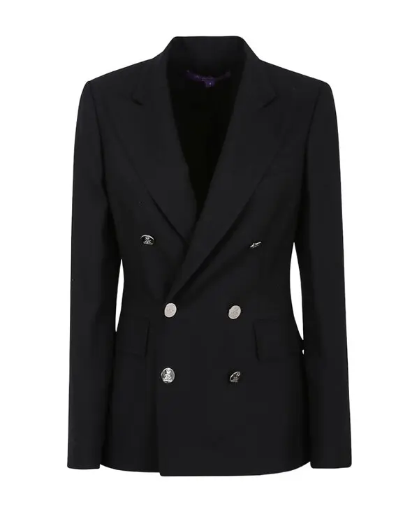 Ralph Lauren Double-breasted Long-sleeved Blazer - Black
