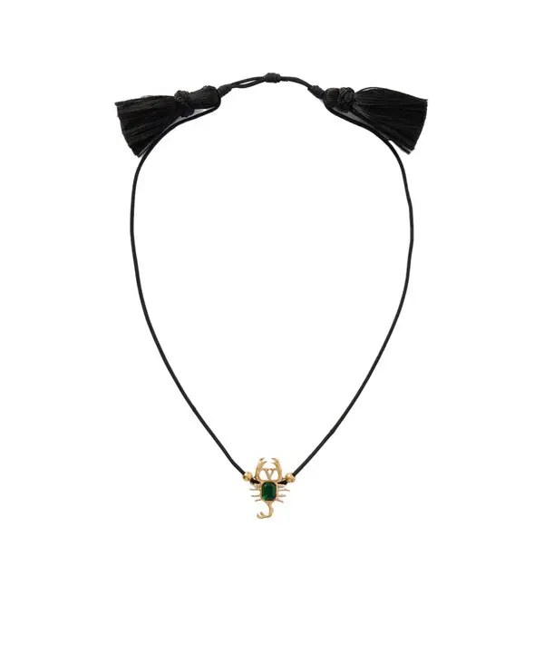Valentino Garavani Metal, Crystal, And Rope Necklace With Tassel - Black