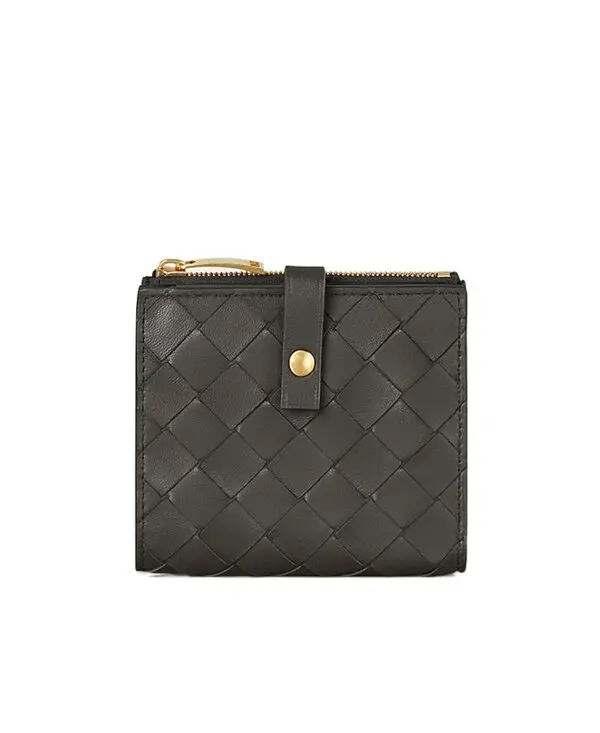 Bottega Veneta Intrecciato Woven Buckle Wallet - Black