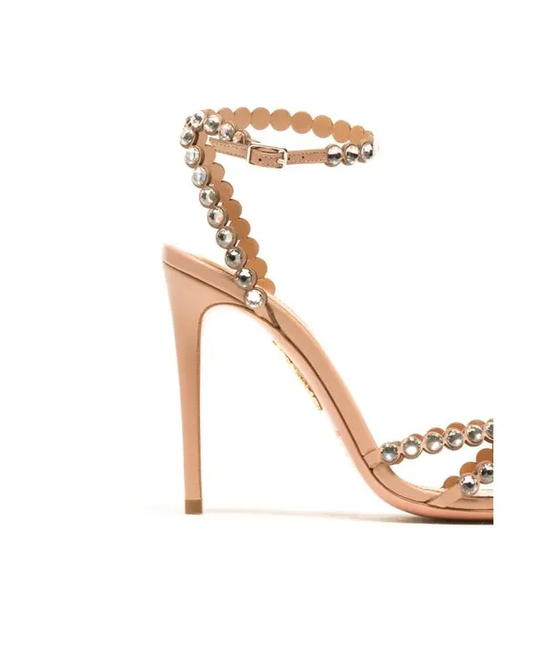 AQUAZZURA Tequila Embellished High Heel Sandals - Nude