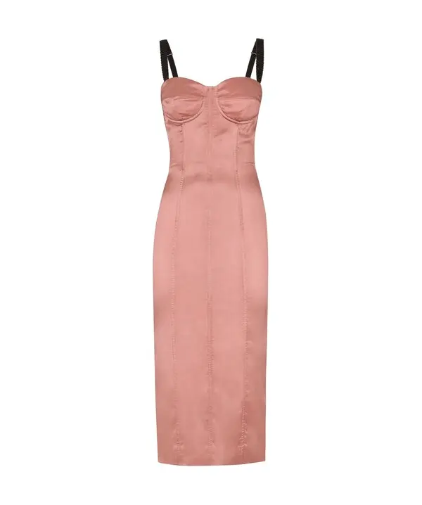 Dolce & Gabbana Satin Corset Midi Dress - Pink