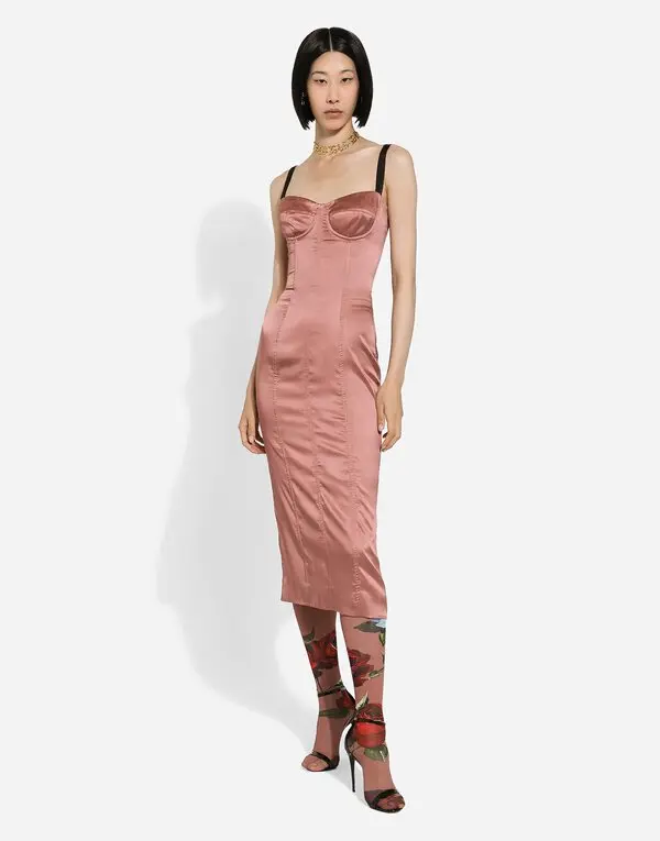 Dolce & Gabbana Satin Corset Midi Dress