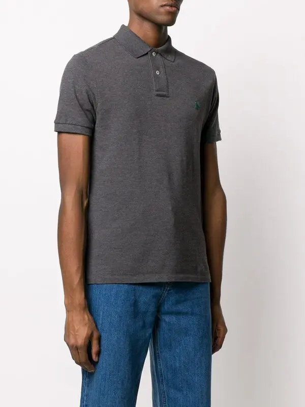Polo Ralph Lauren Logo Embroidered Straight Hem Polo Shirt - Black